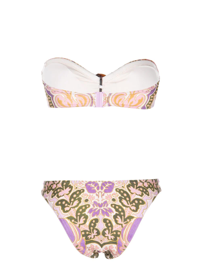 Zimmermann Violet Bamboo Ring Bandeau Two Piece Bikini Set In Lilac