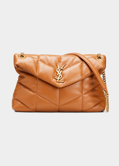 Saint Laurent Loulou Puffer Medium Ysl Flap Shoulder Bag In Miel Dark ...