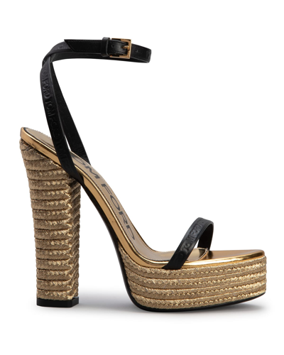 Tom Ford Metallic Rope Ankle Strap Platform Sandals In Black Modesens