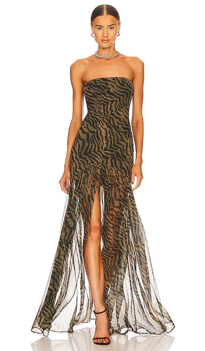 Retroféte Nicole Tiger-print Dress In Green | ModeSens