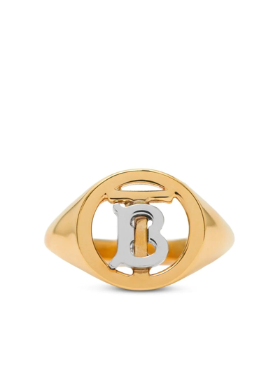 Burberry Monogram-motif Signet Ring In Light Gold/palladium | ModeSens