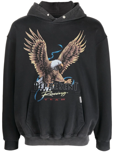Represent Racing Team Eagle Hoodie Faded Balck Hoodie With Eagle ...