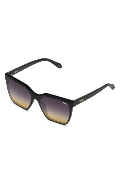 Quay Level Up 55mm Square Sunglasses In Matte Black / Black Gold | ModeSens
