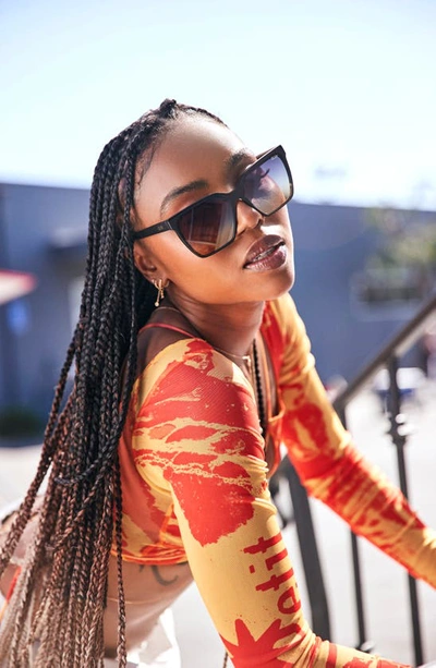 Quay Level Up 55mm Square Sunglasses In Matte Black / Black Gold | ModeSens