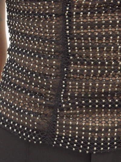Self-portrait Crystal-embellished Off-the-shoulder Fishnet Top In Black ...