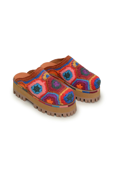 Farm Rio Caramel Colorful Crochet Platform Mule In Multi | ModeSens