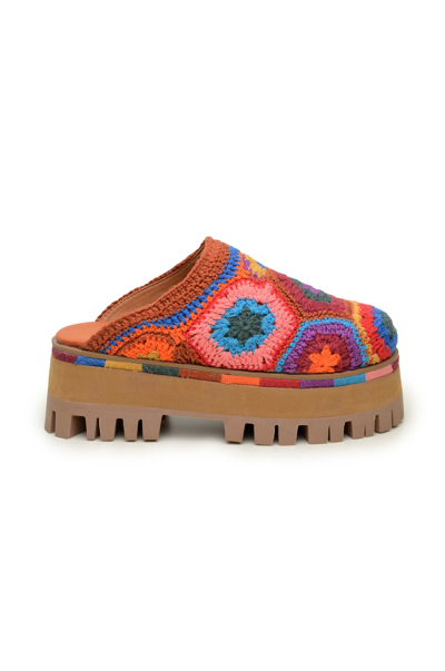 Farm Rio Caramel Colorful Crochet Platform Mule In Multi | ModeSens