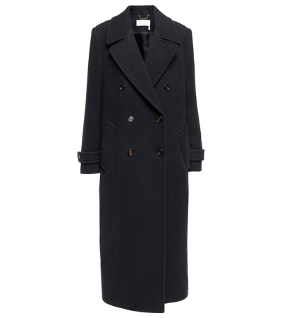 Chloé Double-breasted Wool-cashmere Long Pea Coat In Iconic Navy | ModeSens