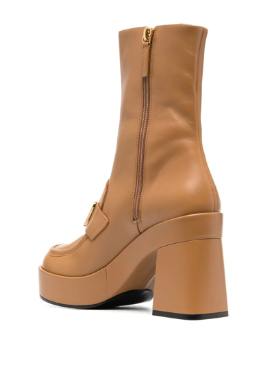 Versace Womens Medusa Biggie Platform Tan Boots In Braun | ModeSens