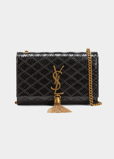 Saint Laurent Kate Small Ysl Python Shoulder Bag In Noir | ModeSens