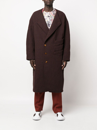 Namesake Brown Corbis Off-centre Buttoned Overcoat In Neutrals | ModeSens