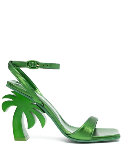 Palm Angels Palm Tree Heeled Sandals In Green | ModeSens