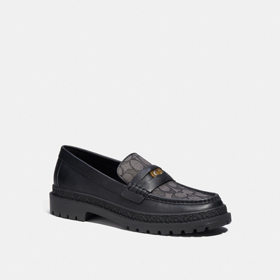 Coach Loafer With Signature Jacquard And Signature Coin In Black | ModeSens