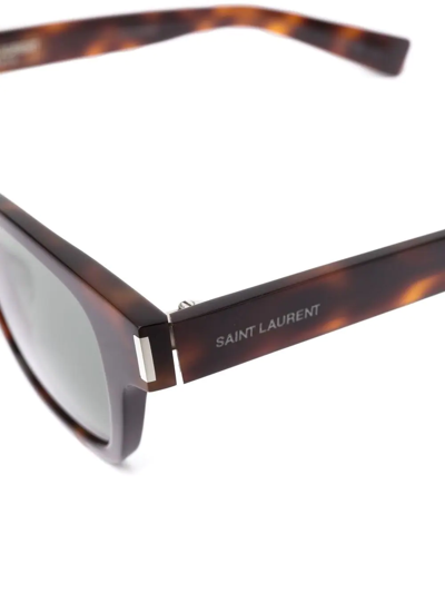 Saint Laurent Tortoiseshell Effect Square Frame Sunglasses In Braun