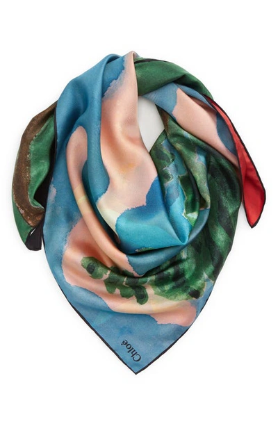 Chloé Climate Change Square Silk Scarf In True Forest | ModeSens