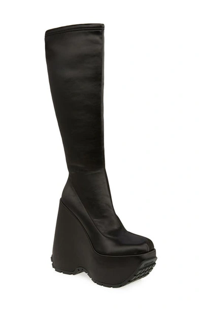 Versace Triplatform Knee High Platform Wedge Boot In New | ModeSens