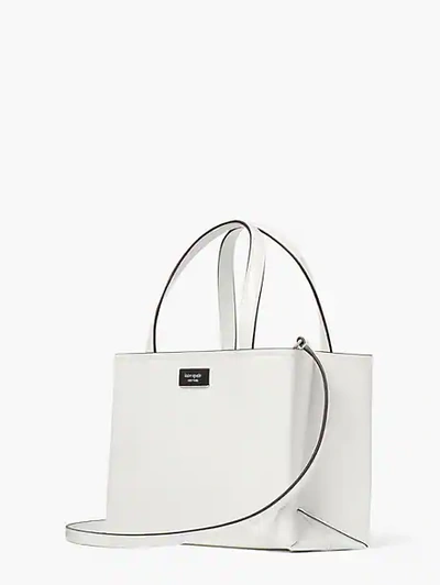 Kate Spade Sam Icon Leather Small Tote In True White | ModeSens