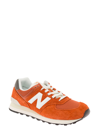 New Balance Mens Orange Leather Sneakers | ModeSens