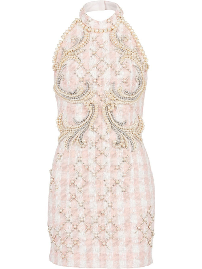 Balmain Revival Crystal Beaded Mini Skirt In Pink | ModeSens
