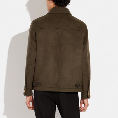 Coach Short Wool Coat In Green | ModeSens