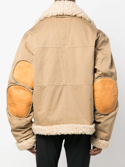 Diesel W-dieter Shearling-collar Coat In Beige | ModeSens