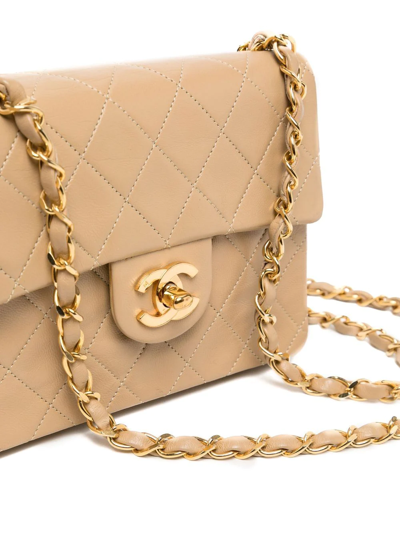 Pre-owned Chanel 1990 Mini Classic Flap Crossbody Bag In Brown | ModeSens