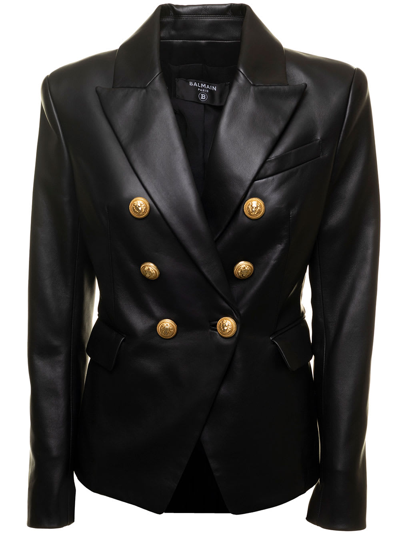 Balmain 6 Buttons Leather Jacket In Black | ModeSens