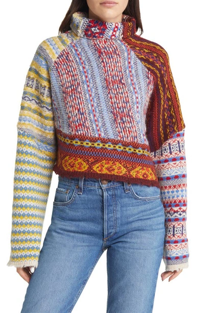 Rag & Bone Hollis Cropped Distressed Fair Isle Wool-blend Turtleneck ... Rag & Bone Hollis Cropped Distressed Fair Isle Wool-blend Turtleneck ...