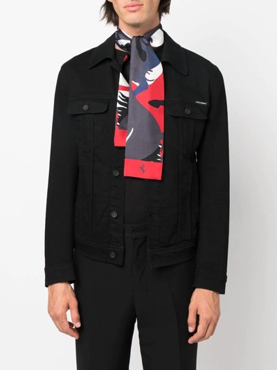 Ferrari Horse-print Silk Scarf In Blue | ModeSens