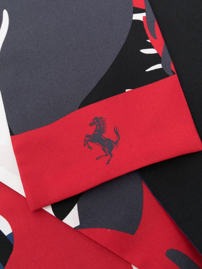 Ferrari Horse-print Silk Scarf In Blue | ModeSens