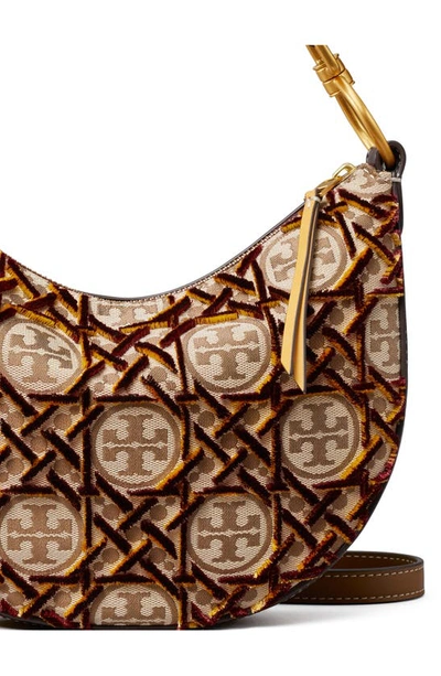Tory Burch T Monogram Fil Coupé Crescent Shoulder Bag In Hazelnut/brass ...