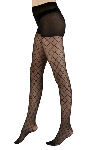 Pretty Polly Sparkly Diamond Mesh Tights In Black Gold Modesens