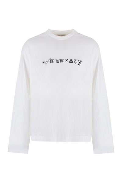 Our Legacy Logo-embroidered Cotton-jersey T-shirt In White | ModeSens