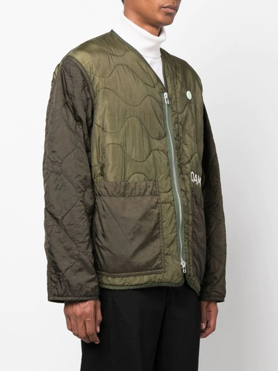 Oamc Logo-print Zip-up Quilted Jacket In Green | ModeSens