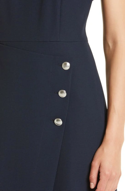 Hugo Boss Datera Wrap Front Sheath Dress In Midnight | ModeSens
