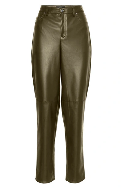 Vero Moda Bella High Waist Faux Leather Pants In Dark Olive | ModeSens