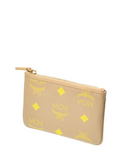 Mcm Splash Logo Leather Key Pouch In Beige | ModeSens