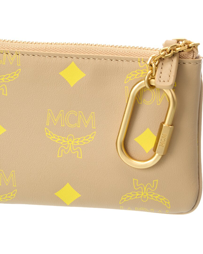 Mcm Splash Logo Leather Key Pouch In Beige | ModeSens