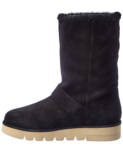 Stuart Weitzman Piper Lift Chill Suede & Shearling Bootie In Black ...