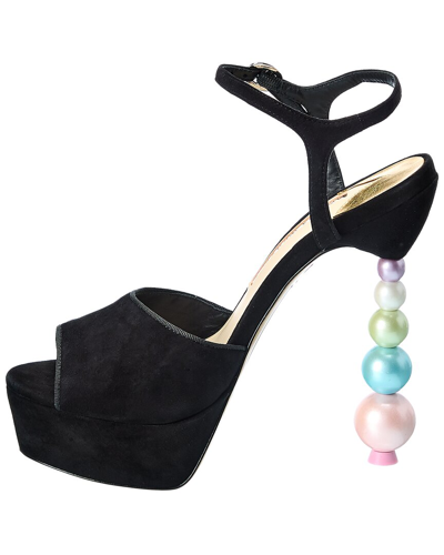 Sophia Webster Natalia Pearl Suede Platform Sandal In Black | ModeSens