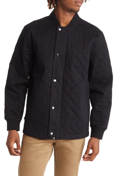 Treasure & Bond Quilted Stretch Cotton Bomber Jacket In Black | ModeSens