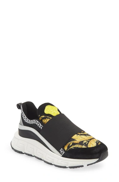 Versace Kids Black & Yellow Barocco Trigreca Sneakers | ModeSens
