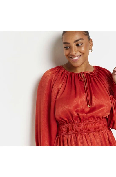 River Island Balloon Sleeve Midi Dress In Red | ModeSens