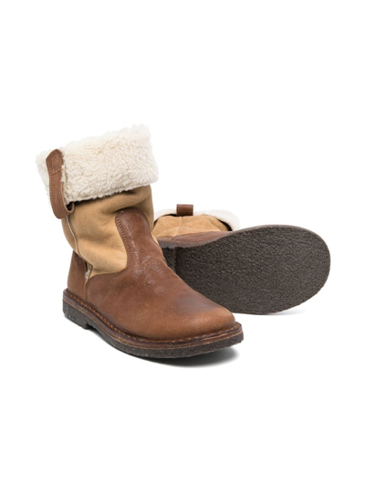 Pèpè Kids' Haley Shearling Boots In Brown | ModeSens