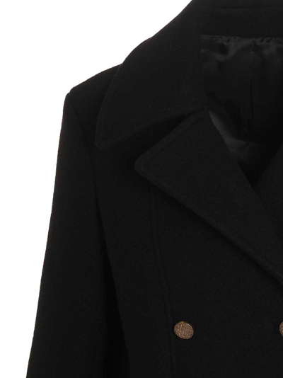 Fortela Black Wool Double Breasted Coat | ModeSens