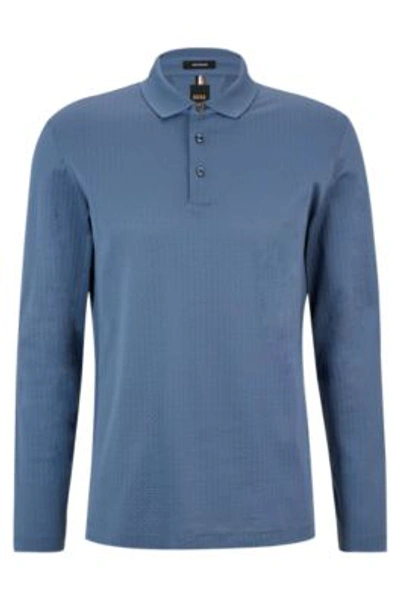 Hugo Boss Mercerised-cotton Polo Shirt With Basket-weave Structure In ...