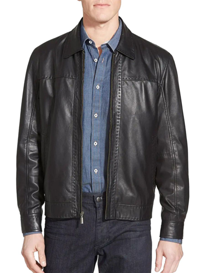Missani Le Collezioni Men's Lambskin Leather Jacket In Black | ModeSens