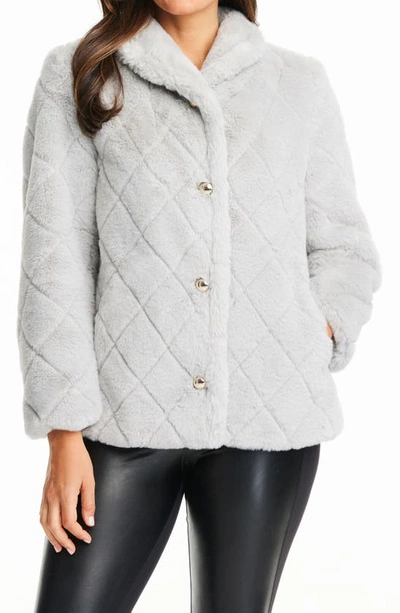 Kate Spade Diamond Grooved Faux Fur Jacket In Light Grey | ModeSens