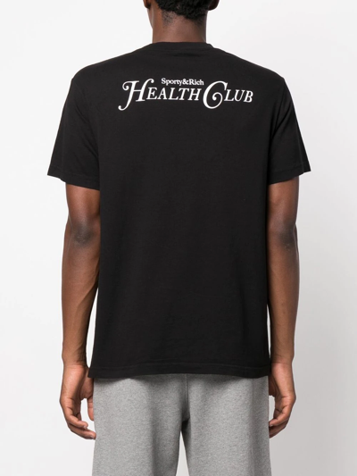 Sporty And Rich Logo Crew-neck T-shirt In Black | ModeSens