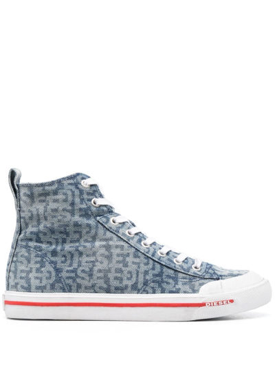 Diesel Logo Hi-top Sneakers In Blue | ModeSens